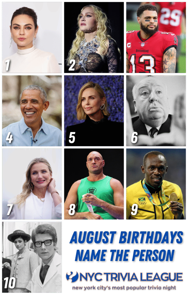 Guess Celebrities Born in August - NYC Trivia League