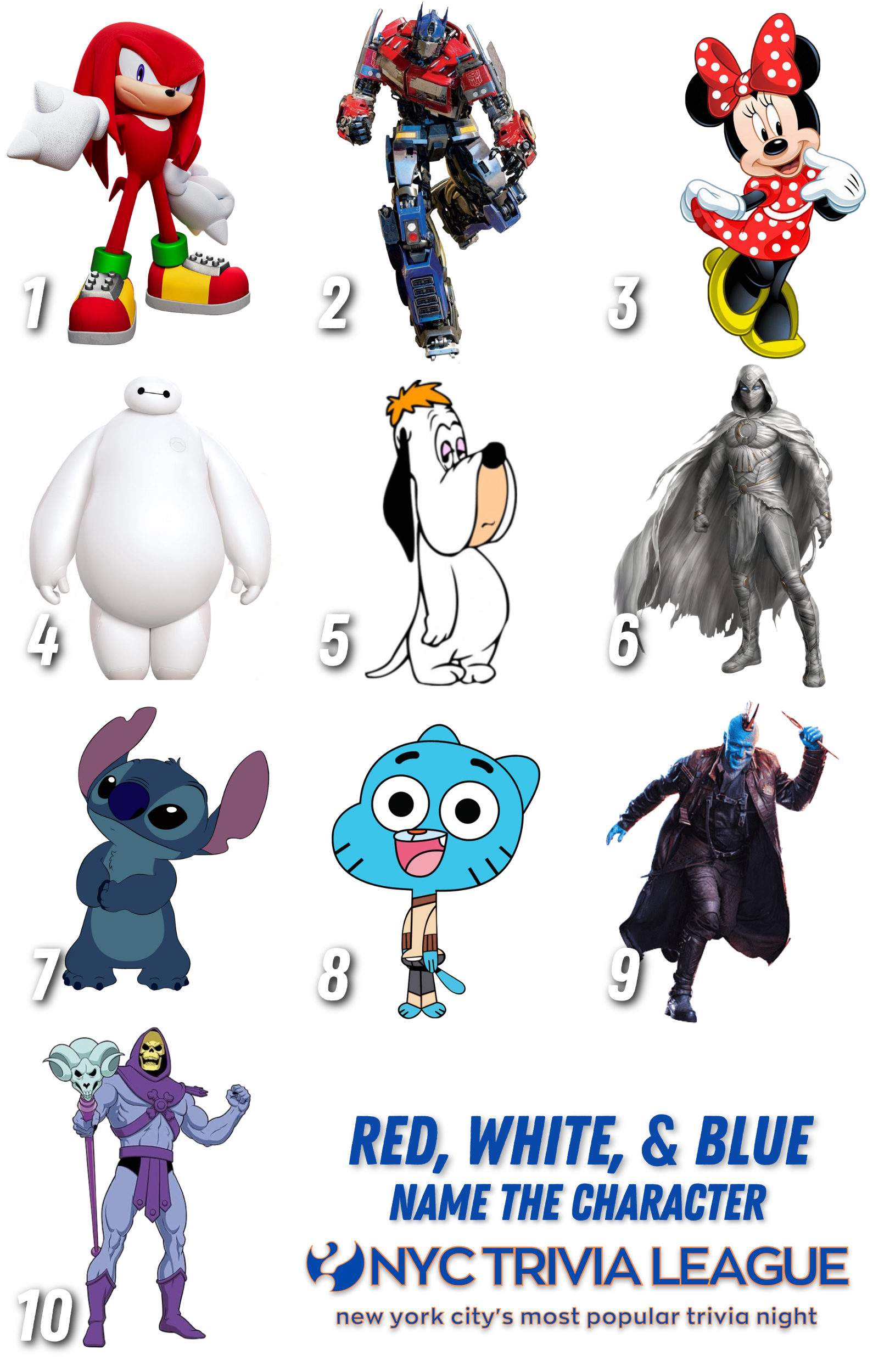 Discover Red, White, & Blue Characters - NYC Trivia League